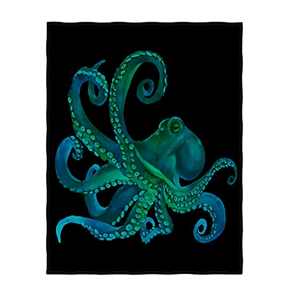 Blue Octopus Printing Super Soft Throw Blanket for Bed Sofa Lightweight Blanket 58 x 80 Inch