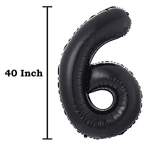 40inch Jumbo Black 16 Number Balloons for 16th Birthday Party Decorations Girl Boy 16 Years Old Birthday Party Supplies use Them as Props for Photos (Black 16)