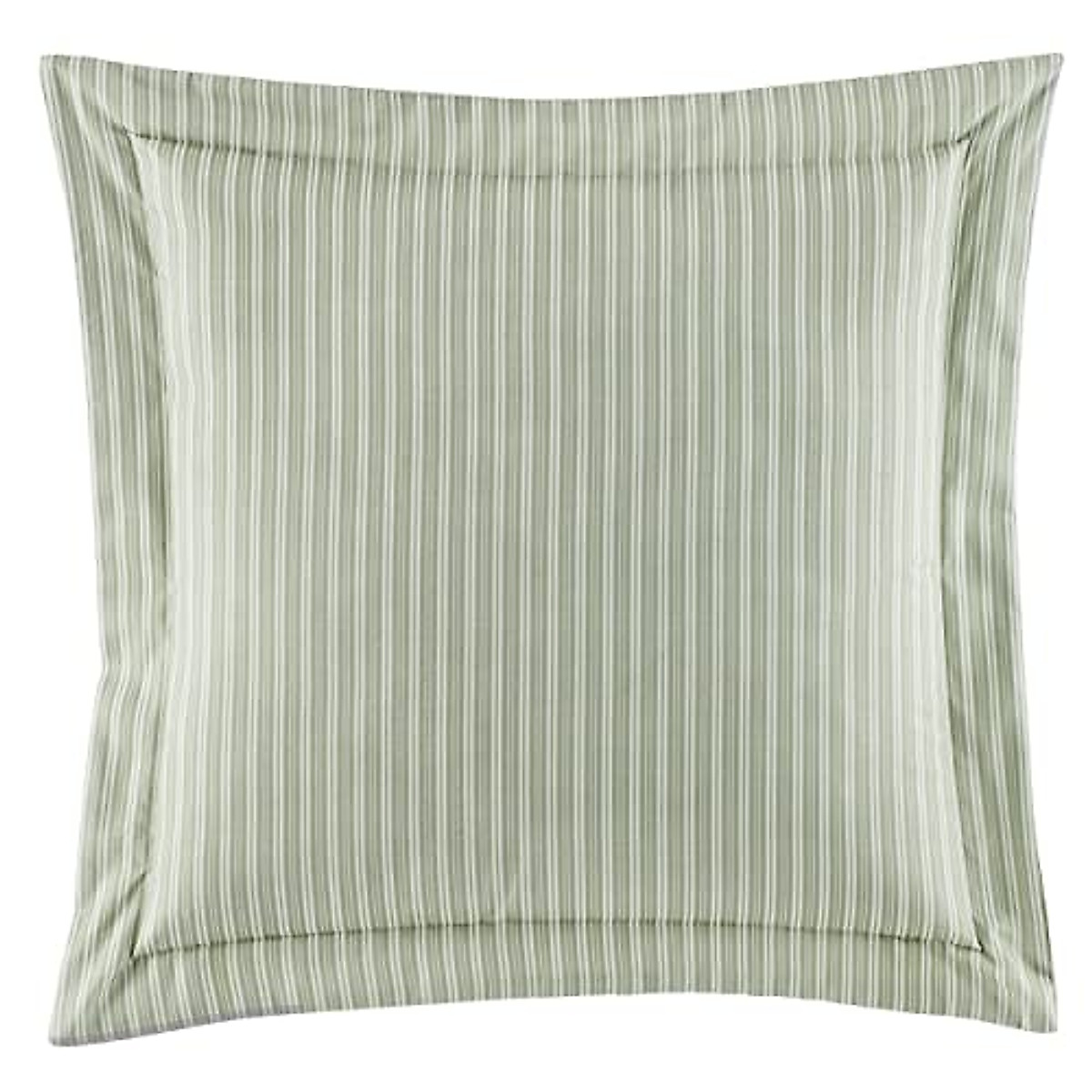 Laura Ashley Home - King Size Comforter Set, Reversible Cotton Bedding, Includes Matching Shams with Bonus Euro Shams & Throw Pillows (Natalie Sage/Off White, King)