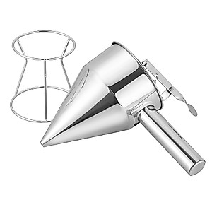AMGSH Stainless Steel Pancake Batter Dispenser, Piston Funnel Dispenser with Stand Detachable Handle for Takoyaki Baking Cake Desserts (600ML/20OZ)