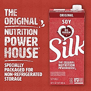 Silk Shelf-Stable Soy Milk, Original, Dairy-Free, Vegan, Non-GMO Project Verified, 32 Fl Oz (Pack of 6)