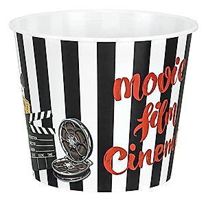 Red Co. Set of 4 Nesting Movie Theater Themed Popcorn Buckets with Individual Designs - 2 Quarts Each (Movie Night Pack)