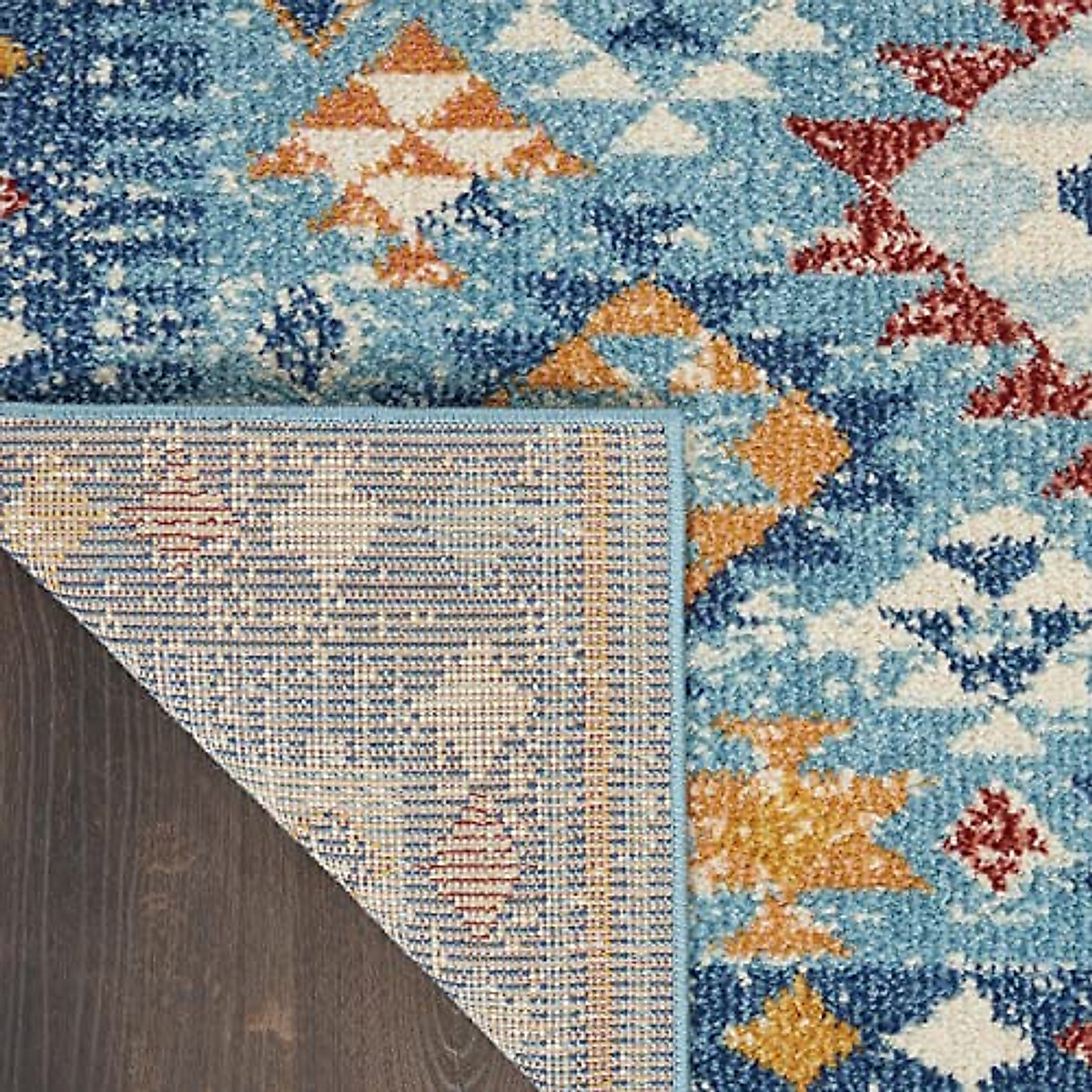 Nourison Passion Bohemian Blue/Multicolor 5'3" x 7'3" Area -Rug, Easy -Cleaning, Non Shedding, Bed Room, Living Room, Dining Room, Kitchen (5x7)