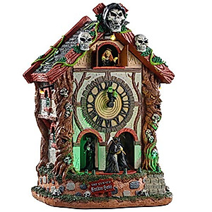 Lemax Collection Halloween Cursed Cuckoo Village with Clock Design | Sound Effect with Volume Control and Power Switch for All Functions