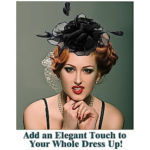 6 Pcs Fascinators Hat Tea Party Headwear Ribbons Feathers Women Hat Flower Mesh Headband Wedding Flower Hair Clip for Party Wedding Carnival