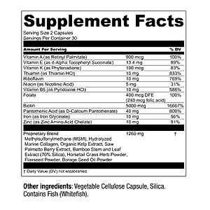 Hair La Vie Live Conscious Revitalizing Blend Hair Growth Vitamins for Women to Support Health of Hair - Supplements w/Biotin, Collagen & Saw Palmetto for Thick, Full Hair - 60 Caps