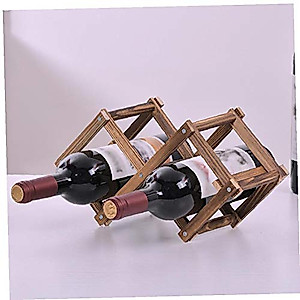 LHDD Wine Racks Bottle Cabinet Stand Wooden Countertop Wine Bottle Holder Foldable for Home Kitchen Bar Cabinets 3 Bottles Wine Rack Holders