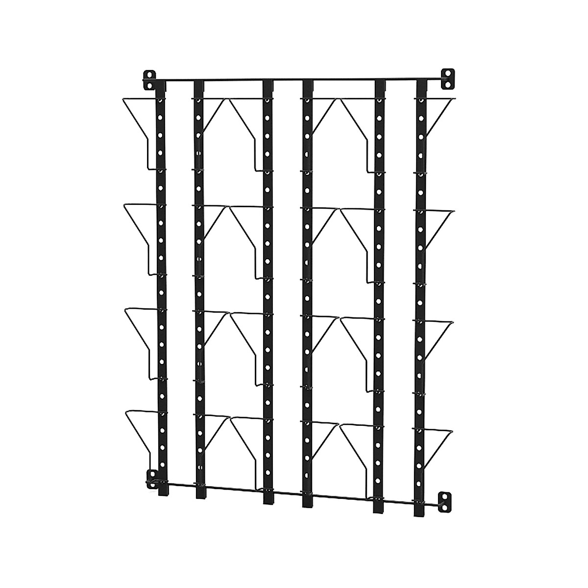 FixtureDisplays® Up to 6.25" Wide 12-Pocket Adjustable Display Rack, Wall Mounted Greeting Post Card Christmas Holiday Card Holders 11608-BLACK-TRIPLE-NPF