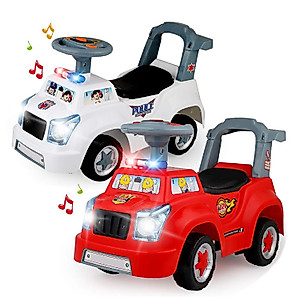 POCO DIVO Police Car 3-in-1 Baby Walker Toddler Ride On Buggy Pretend Play Toy Kids Gliding Scooter with Music & Light