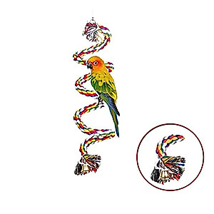 Yuecoofei Parrot Rope Perch Cotton Rope Bird Perch with Bell Climbing Stand Bar Bird Bungee Toy Parrot Chew Toys,pet Toys,Bird Perch, Rope Bungee Bird Toy