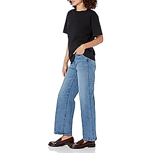 The Drop Women's Lydia Loose Short Sleeve Drop Shoulder Jersey T-Shirt, Black, XL