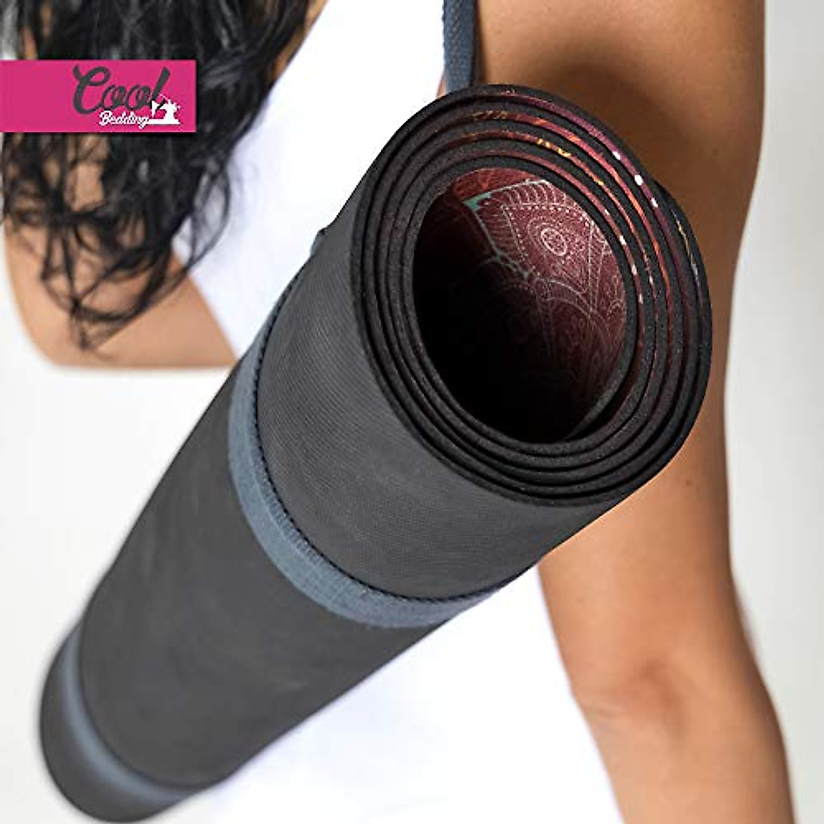 Cool Bedding Green Mandala Yoga Pad, Custom Name Fitness Mat, Personalized Workout Rug, 27"x72" (68x183cm), Y-169 (Thickness 4 mm)