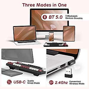 RK ROYAL KLUDGE RK84 RGB Limited Ed, 75% Triple Mode BT5.0/2.4G/USB-C Hot Swappable Mechanical Keyboard, 84 Keys Wireless Gaming Keyboard, RK Yellow Switch, Americano Black