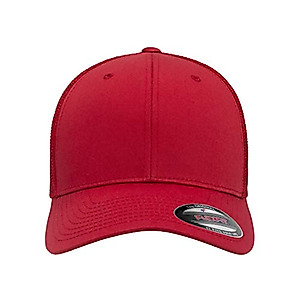 Flexfit Unisex-Adult's Mesh Fitted, Red, One Size