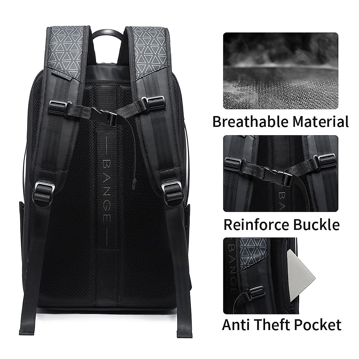 BANGE Travel Backpacks,Weekender Carry On Backpack, Waterproof Men's Business Laptop Backpack for 15.6inch