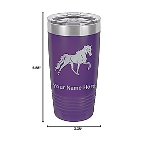LaserGram 20oz Vacuum Insulated Tumbler Mug, Horse, Personalized Engraving Included (Dark Purple)