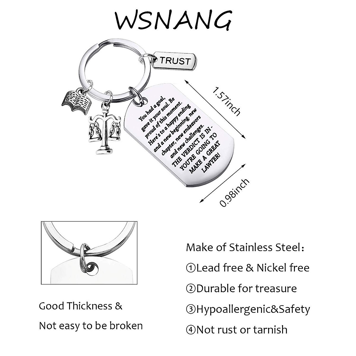 WSNANG New Lawyer Gift Lawyer Graduation Gift Law School Graduation Gift for Attorney Law Students (silver)