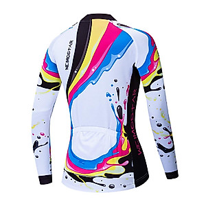 Women Long Sleeve Cycling Jersey MTB Shirts Mountain Bike Tops Bicycle Clothing Wave White XL