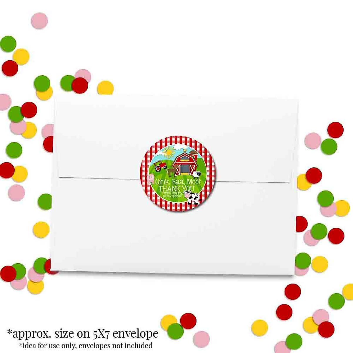 Barnyard Bash Birthday Party Sticker Labels, 40 2" Party Circle Stickers by AmandaCreation, Great for Party Favors, Envelope Seals & Goodie Bags