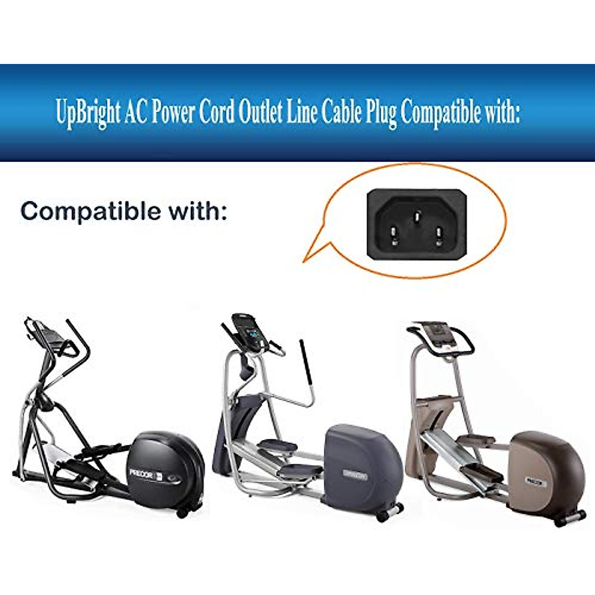 UpBright AC Power Cord Cable Compatible with Precor EFX Elliptical Series 5.31 5.33 5.35 5.37 EFX5.33 EFX5.37 EFX 5.25 EFX 5.23 EFX5.17i EFX546 EFX556 EFX 5.33i 5.17i 5.19 5.21 5.21i 5.23 IEC-320 C13