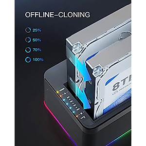 Inateck RGB SATA to USB 3.0 Hard Drive Docking Station with Offline Clone, for 2.5 and 3.5 Inch HDDs and SSDs, UASP Supported, Black SA02003
