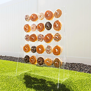 2 in 1 Champagne Wall Holder for Party Modern Acrylic Donut Stand Wedding Decor 32" x 22" Table Top Tower 25 Snack Dowels Mimosa Bar Decorations