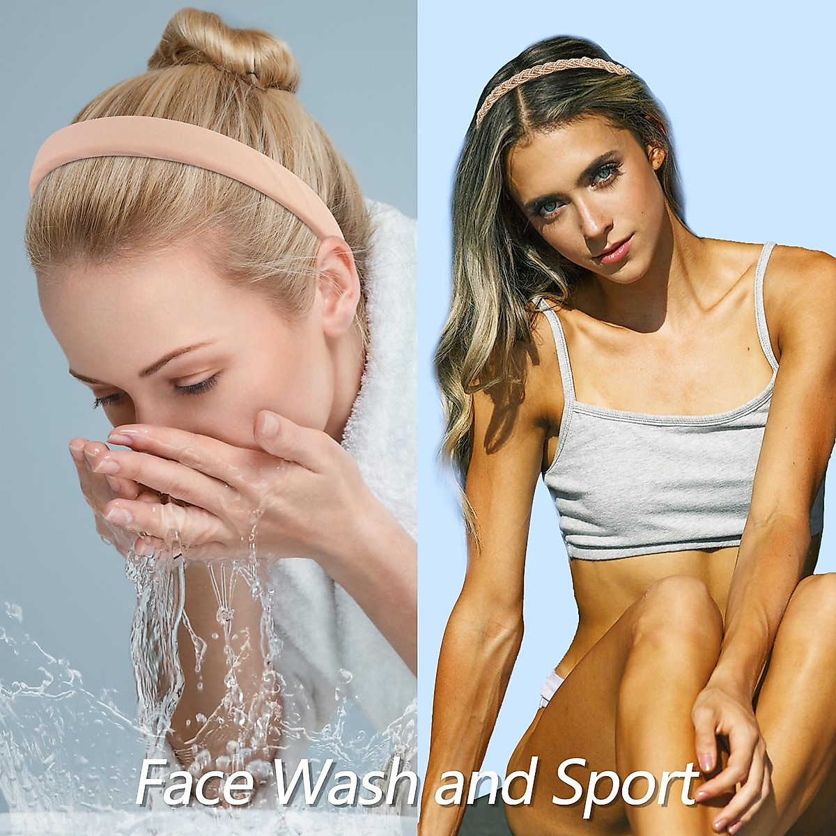 VELSCRUN 7 Pcs Different Headbands for Women Fashion Brown Knotted Solid Head Bands Pearl Headband Non Slip Hair Band for Womens Thin Thick Short Hair Face Wash Hair Accessories Gifts for Women Gilrs