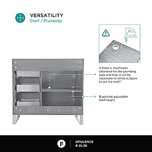 Fine Fixtures Opulence Collection 36 in. W x 18 in. D x 33 in. H Bathroom Vanity in Mint Green with White Carrara Sintered Stone Sink - Chrome Hardware