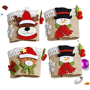 DOITOOL 12 Pcs Rustic Can Sleeves Nativity Decor Linen Cup Sleeve Snowman Cup Sleeve Drink Cups Sleeve Holiday Can Cover Coffee Cup Sleeve Decorative Cup Iced Coffee Cover Christmas Glass