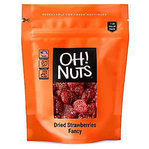 Dried Strawberries Fancy | 1 LB - Sweetened Dried Fruit | Dehydrated Fruit Bites | Packed in New York Zip-Seal Bag for Exceptional Freshness by Oh Nuts