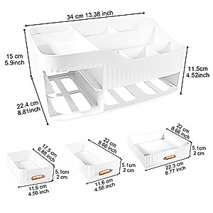 CGBE Makeup Organizer for Vanity, Large Capacity Cosmetic Organizer and 2-Tier Counter Shelf Bathroom Countertop Organizer