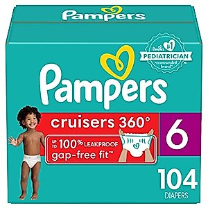 Diapers Size 6, 104 Count - Pampers Pull On Cruisers 360° Fit Disposable Baby Diapers with Stretchy Waistband, (Packaging & Prints May Vary)