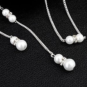 Asphire Vintage Bridal Pearl Back Chain Necklace Long Pendant Lariat Y Necklace Crystal Pearl 1920s Costume Wedding Accessories for Women