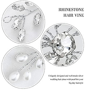 Asooll Bride Wedding Hair Vine Silver Rhinestone Hair Pieces Pearl Bridal Headpiece for Women and Girls (A Silver)