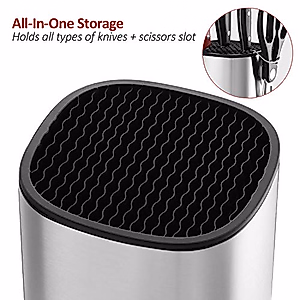 Universal Knife Block, Stainless Steel Knife Holder, Knife Organizer, Modern Rectangular Design, 8.5” by 5”(knives not included)