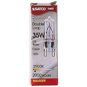 Satco S4621 35 Watt 400 Lumens T4 Halogen G9 Double Loop Base 120 Volt Clear Light Bulb, Dimmable