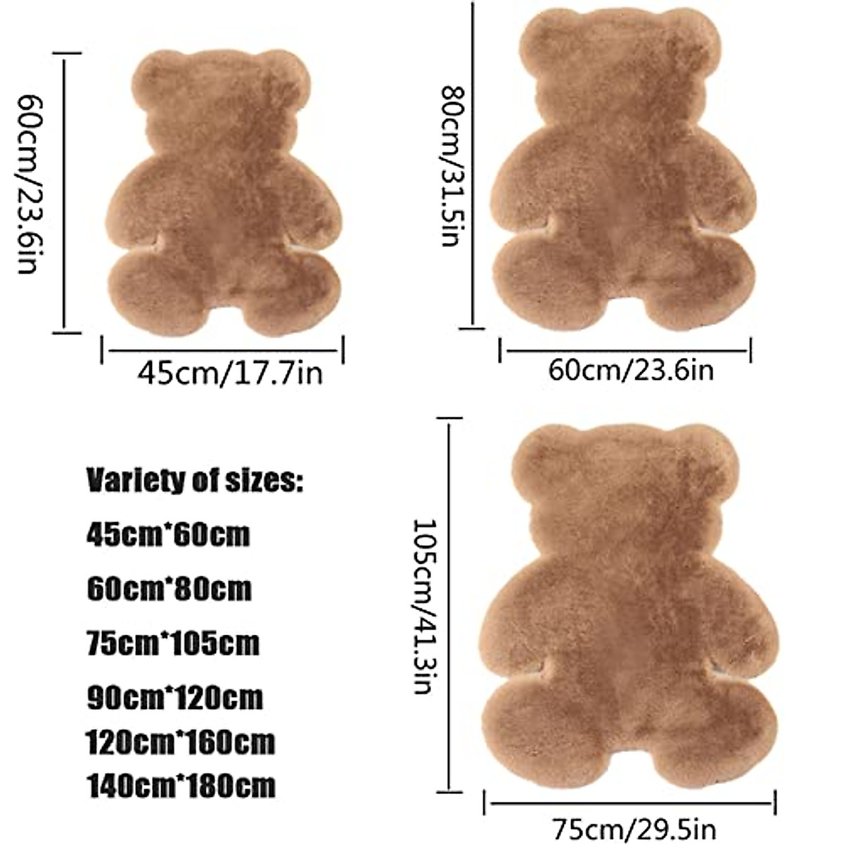 Area Rug, Bear Shape Ultra Soft Natural Faux Rabbit Fur Rug, Shaggy Shag Area Rugs, Luxury Fluffy Carpet Rugs for Living Room, Bedroom, Bed Side,Orange-18 x24