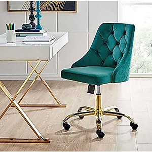 Modway Distinct Tufted Swivel Performance Velvet Office Chair, Gold Teal 20.5 x 23 x 32