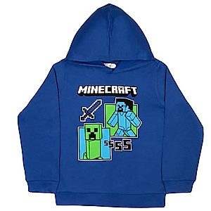 Minecraft Boys 2 Piece Fleece Pants Sets, Pullover Hoodie and Jogger Set for Boys (Blue, Size 4)