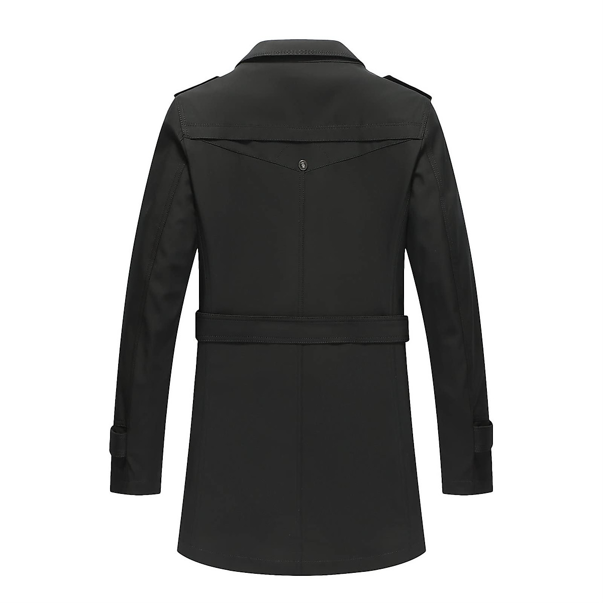 Maiyifu-GJ Men's Casual Double Breasted Trench Coat Casual Slim Windbreaker Jacket Winter Stylish Long Overcoat with Belt (Black,7X-Large)