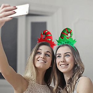 WILLBOND 2 Pieces Christmas Reindeer Antlers Headband Elf Hat Headband Deer Headband for Women Christmas Party Favors(Ox Horn)