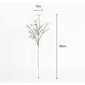 2 Pcs Artificial Fake Flowers Plants Cosmos Silk Flower Arrangements Wedding Bouquets Decorations Plastic Floral Table Centerpieces for Home Kitchen Garden Party Decor Approx 23.6'' High - White