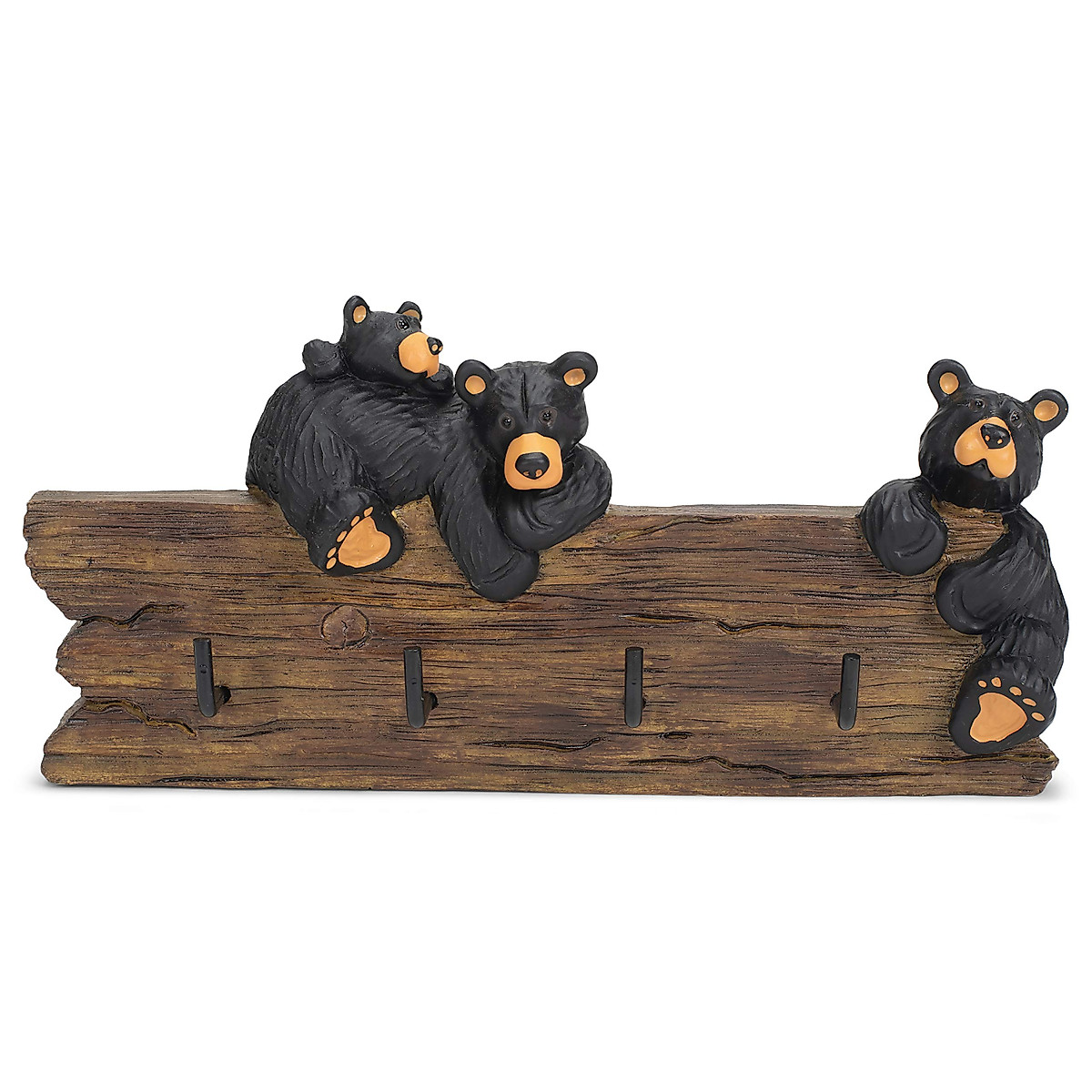 Black Bear Family 3.5 x 7.5 Hand-cast Resin Figurine Key Holder
