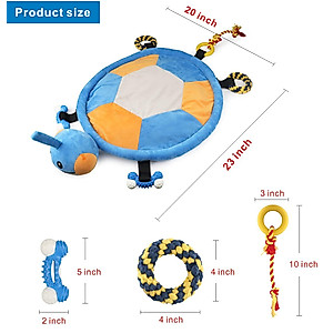 Idepet Dog Play Mat,Puppy Toy Mat with Chew Toys Multiple Dog Puzzle Interactive Toy Pet Playing Mat for Small Medium Dogs Cats,All-in-One (Turtle)