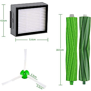 Replacement Parts and Accessories are Compatible with iRobot Roomba i3+i4 i6+i7 i7+i8 i8+/Plus E5 E6 E7 I, E&J Series 1 Set of Multi Ssurface Rubber Brushes 3 High-Efficiency Filters 4 Side Brushes…