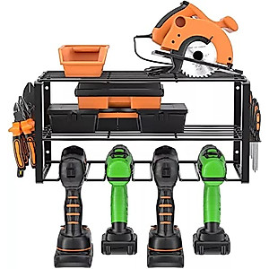 Keepsy Power Tool Organizer Utility Rack, Wall Mount, PegBoard, Heavy Duty Garage Tool Organizers Cordless Drill Holder and Storage Organization, Great Father's Day Gift