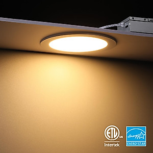 TORCHSTAR 12-Pack 5CCT 6 Inch Ultra-Thin LED Recessed Lighting with Junction Box, Aluminum, 2700K3000K3500K4000K5000K, 5%-100% Dimmable Slim Recessed Downlight, 12W 1000LM, ETL & ES Certified