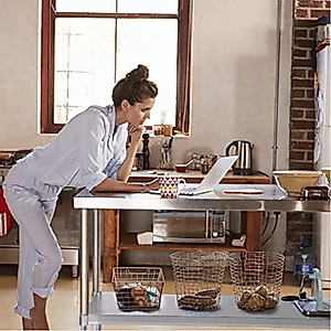 Stainless Steel Table Kitchen Prep Table Work Table with Adjustable Shelf Metal Commercial Worktable Kitchen Utility Dinning Table for Restaurant, Garage, Home and Hotel, 24"x36"