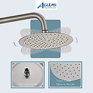 Aolemi Outdoor Shower Fixture SUS304 Shower Faucet Combo Set Stainless Steel 8 Rainfall Shower Head High Pressure Hand Spray Wall Mount 2 Dual Function Brush Nickel Single Handle