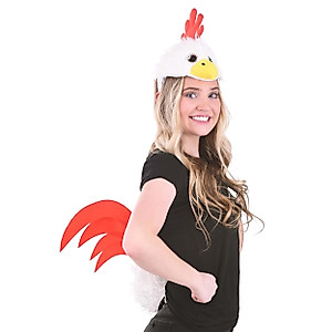 elope Chicken Soft Headband & Tail Costume Accessory Kit - Soft Sculpted Beak and Tail with Adjustable Elastic